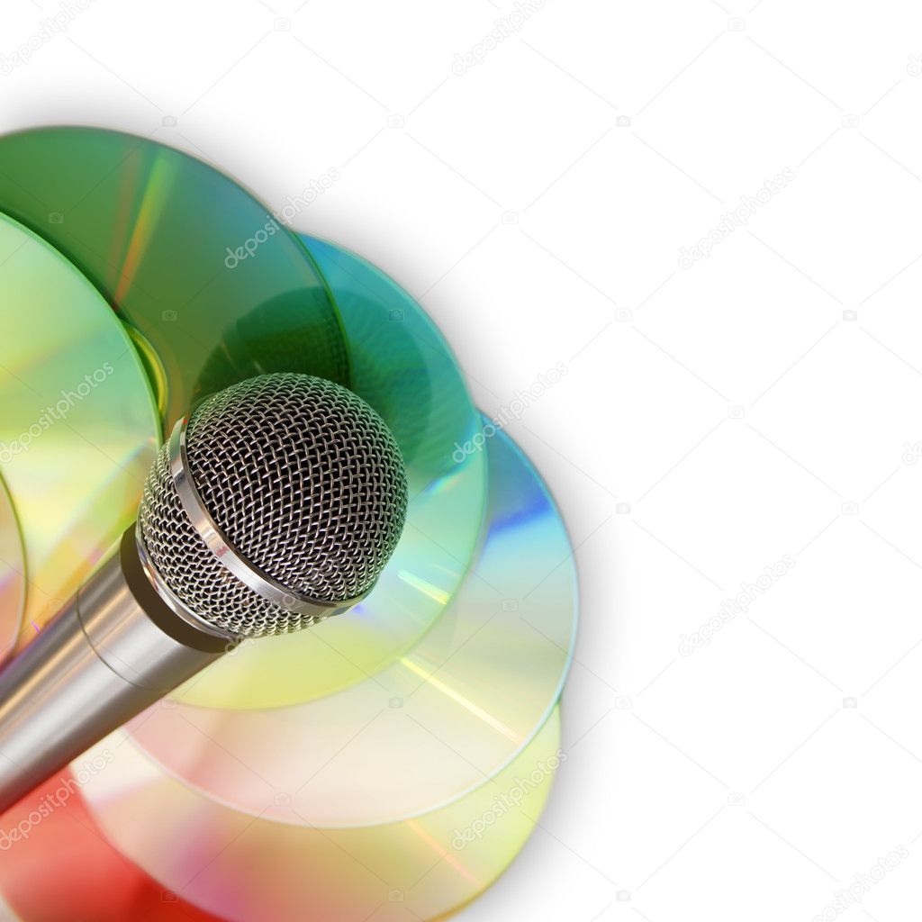 Music background with microphone and discs Stock Photo by ©contact-02 ...