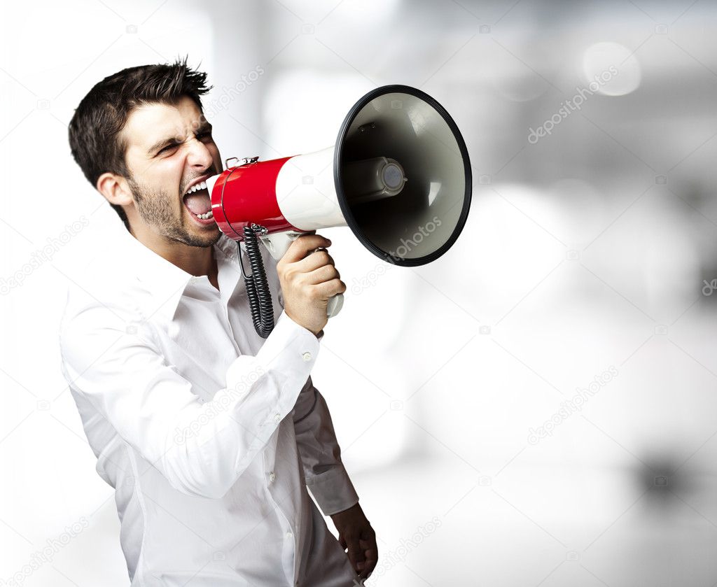 Man with megaphone Stock Photo by ©Krakenimages.com 10178091