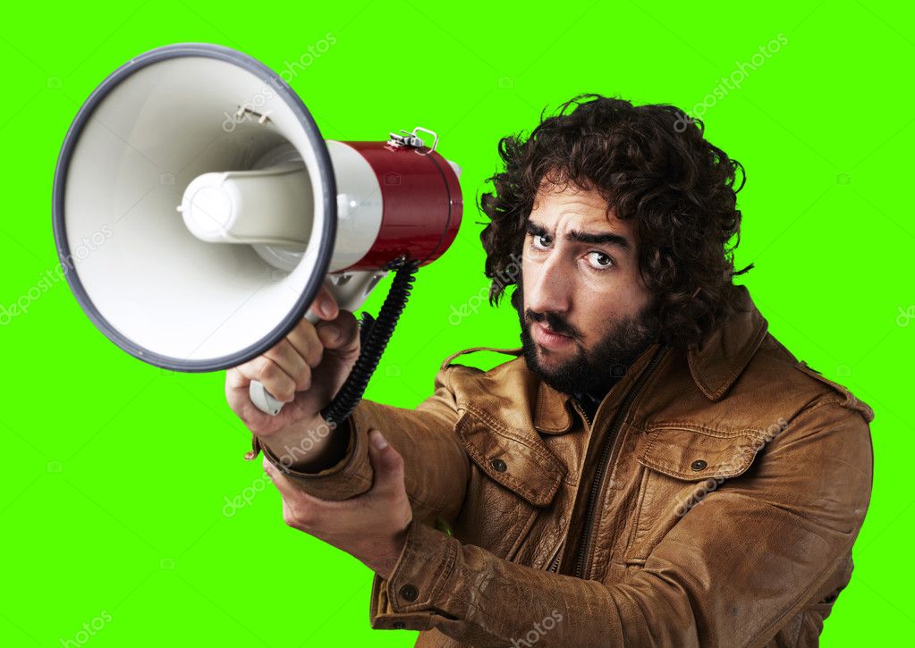 Man holding megaphone Stock Photo by ©Krakenimages.com 10180949