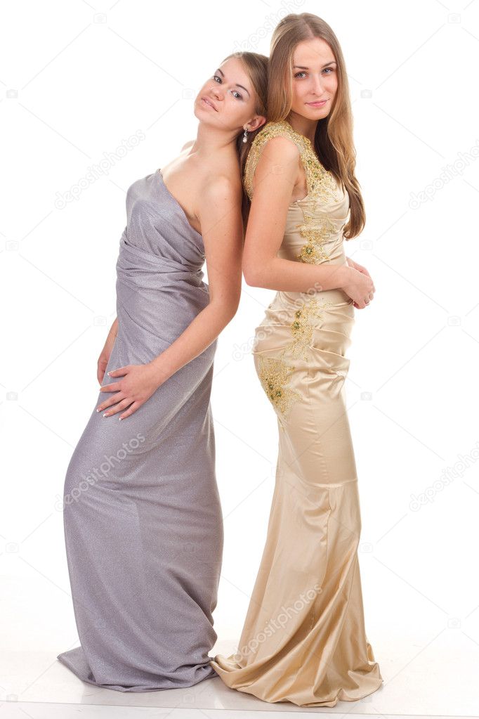 Two rival girls in gold and silver dress — Stock Photo © victoshafoto ...