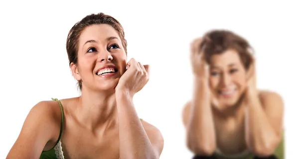 A Desperately unhappy and discouraged young woman calling out for help ...