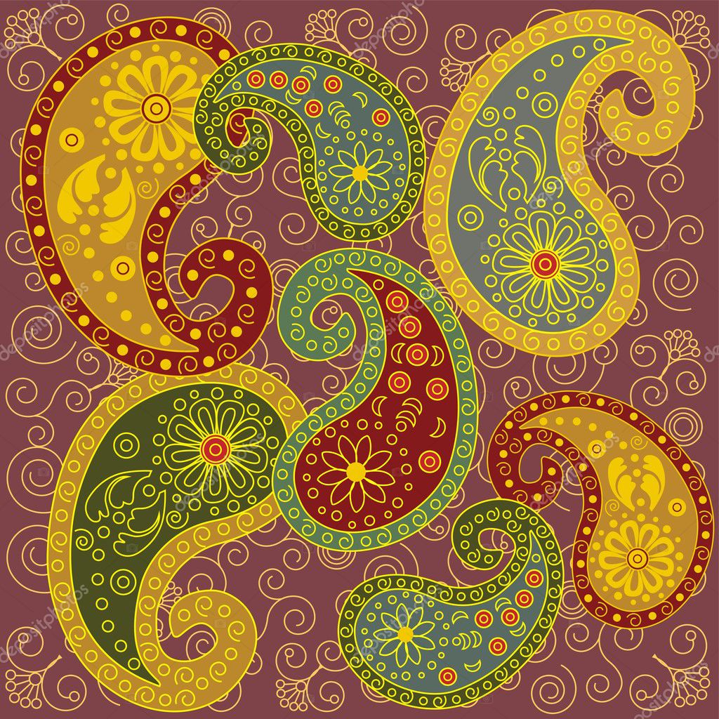 Beautiful Colored Paisley Design — Stock Vector © candystripe #8539149