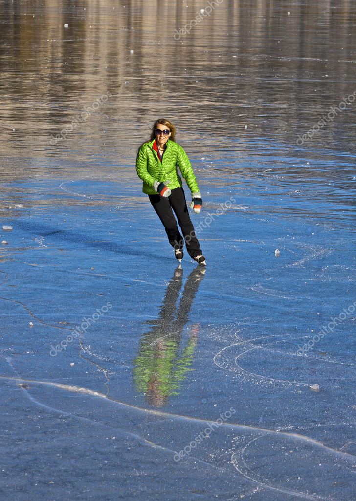 Ice Skating Frozen Lake