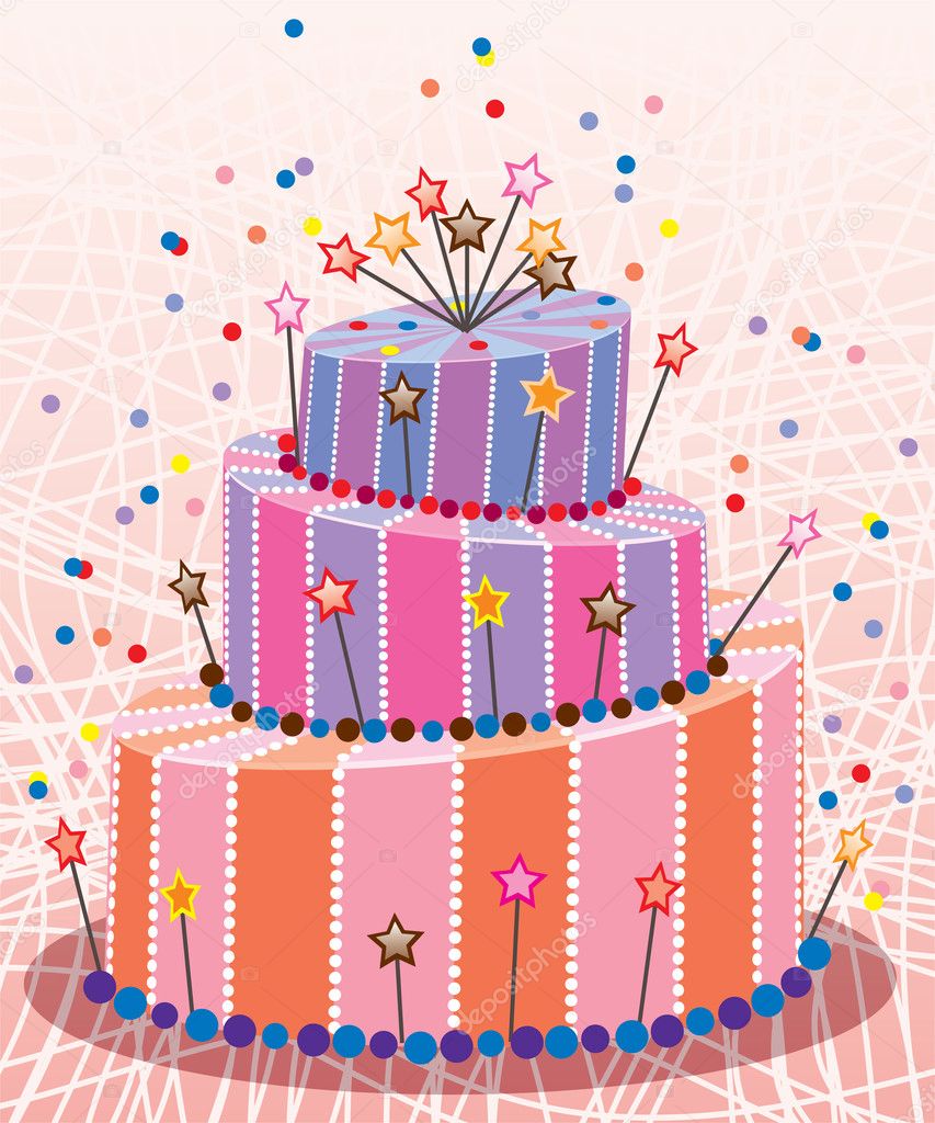 Vector birthday cake — Stock Vector © dmstudio #10029504