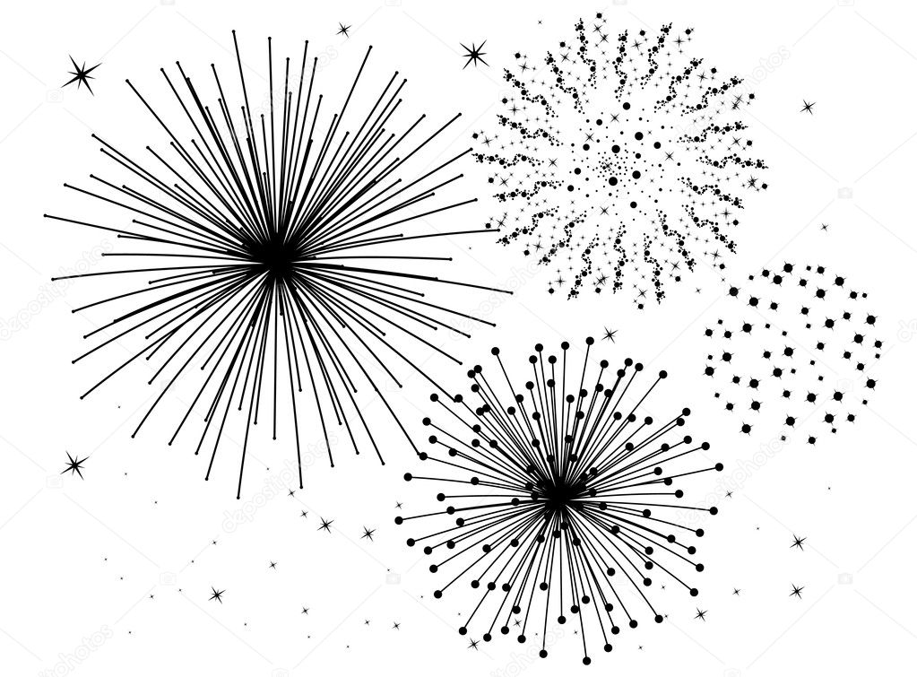 Vector black and white fireworks Stock Vector Image by ©dmstudio #8540388