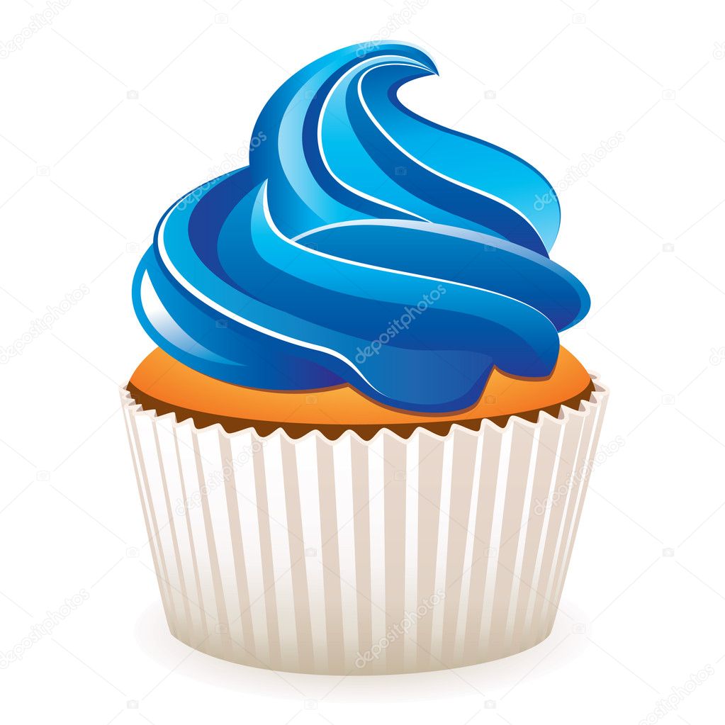Vector blue cupcake — Stock Vector © dmstudio #9214192