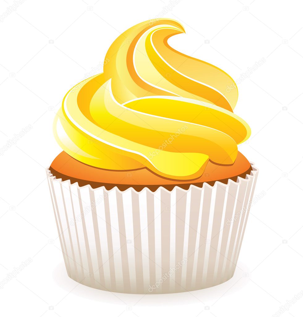 Vector yellow cupcake — Stock Vector © dmstudio #9214223
