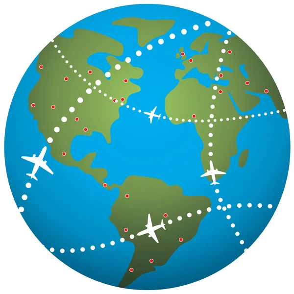 Vector airplane flight paths over earth globe — Stock Vector © dmstudio ...
