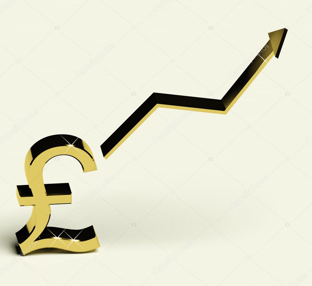 Pound Sign And Up Arrow As Symbol For Earnings Or Profit — Stock Photo ...