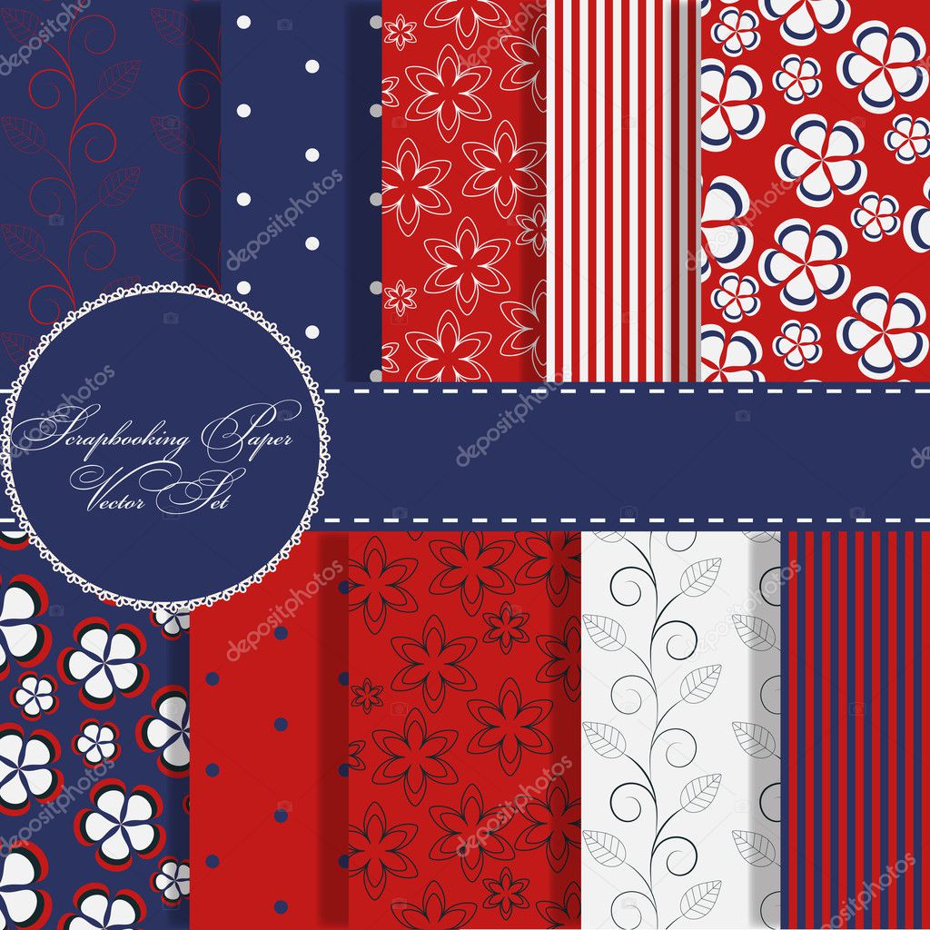 Set of beaautiful red and blue paper for scrapbook — Stock Photo ...