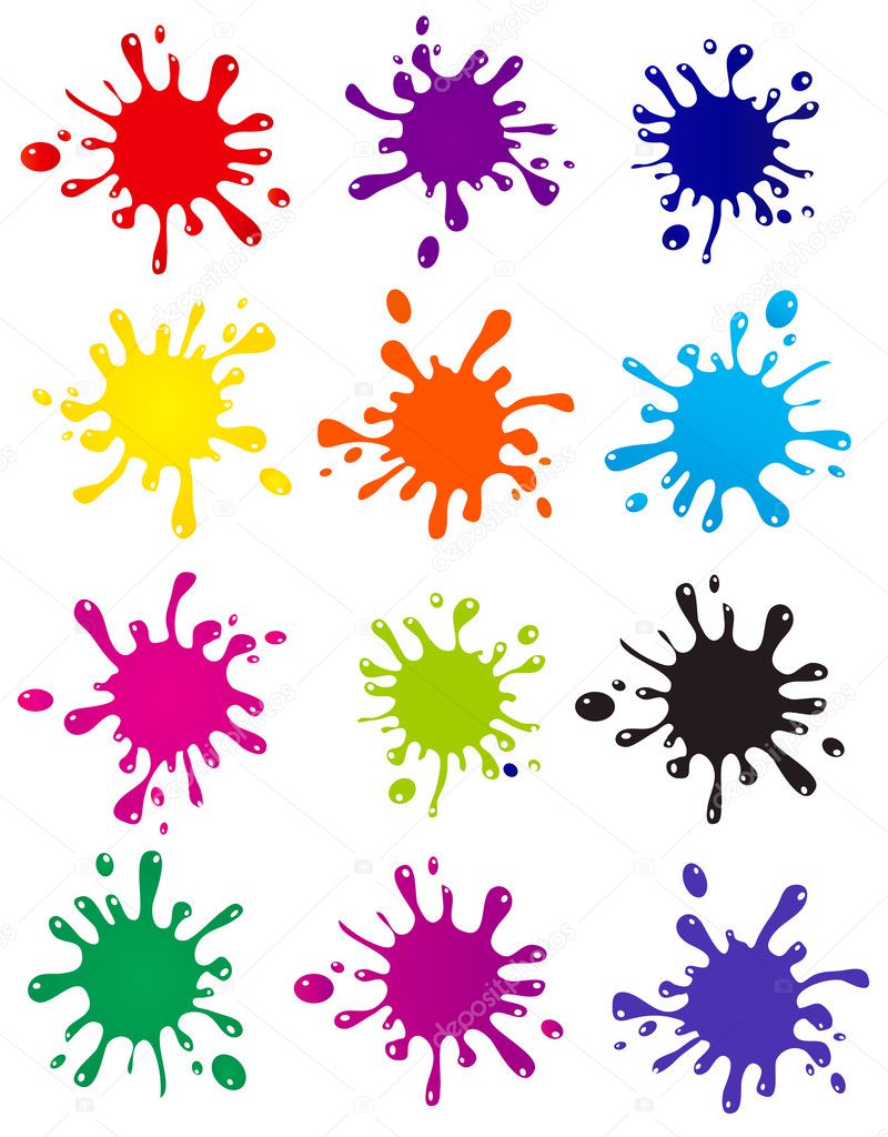 Conjunto de manchas de colores en el fondo blanco: fotografía de stock ...