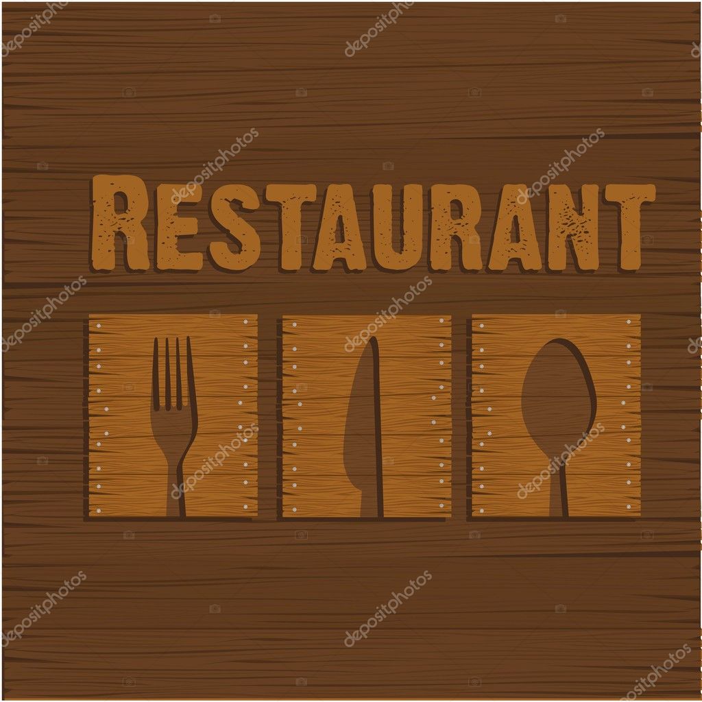 letrero de madera restaurante — Vector de stock © grgroupstock #10559432