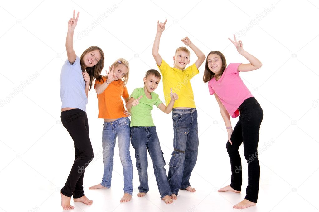 Five kids on white — Stock Photo © aletia #7963929