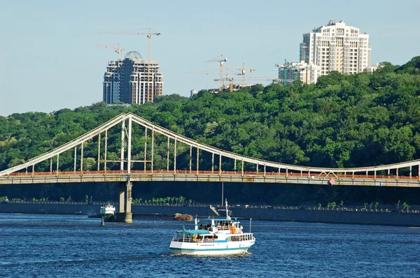 Bridge, construction site and boat - Stock Image - Everypixel