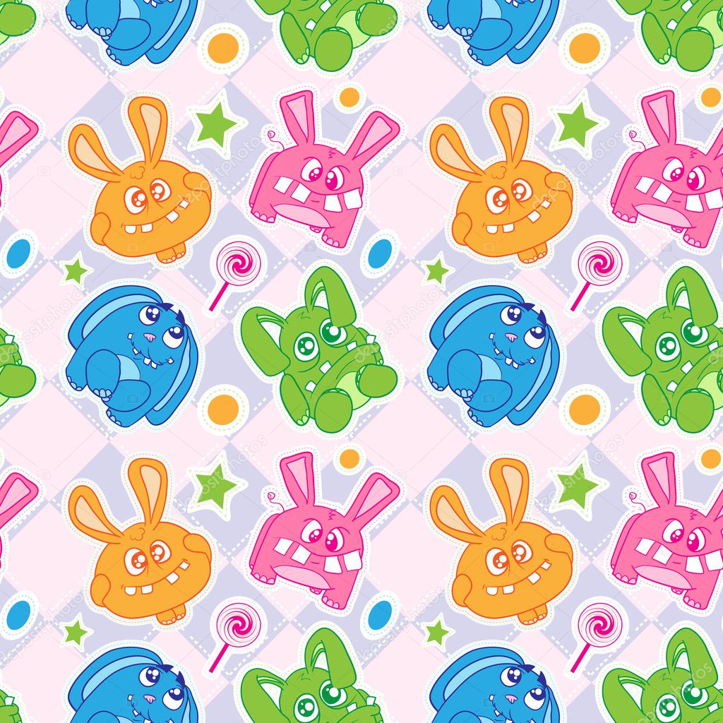 Funny bunny seamless wallpaper Stock Vector Image by ©1507kot #8801201