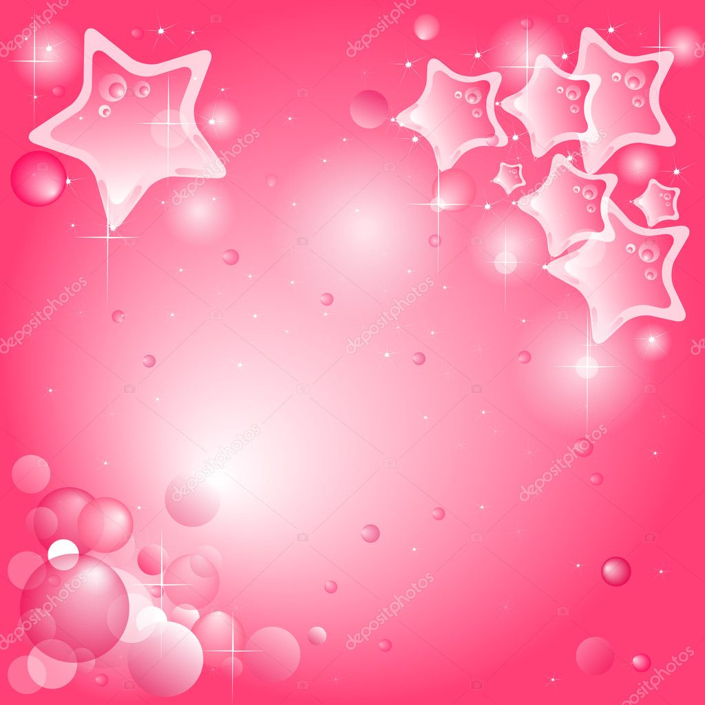 Pink background with stars and bubbles (available vector) Stock Vector ...