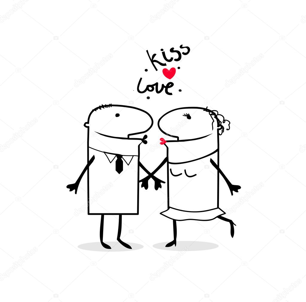 Bisous et amoureux de personnages de dessin animé — Image vectorielle ...