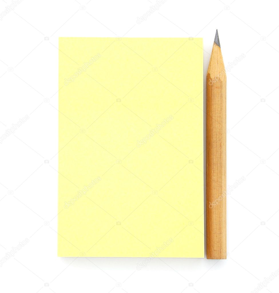 Blank yellow post-it note with pencil Stock Photo by ©human_306 9352721