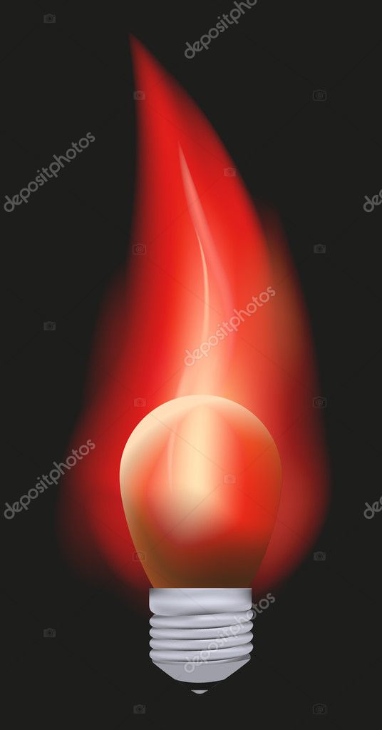 The concept of a match and light bulbs. vector illustration. Eps10 ...