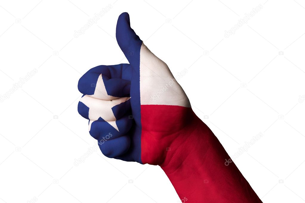 Texas us state flag thumb up gesture for excellence and achievem Stock ...