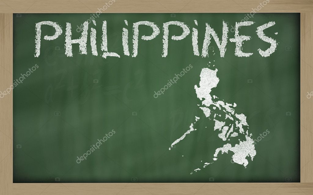 Outline map of philippines on blackboard — Stock Photo © vepar5 #9914921