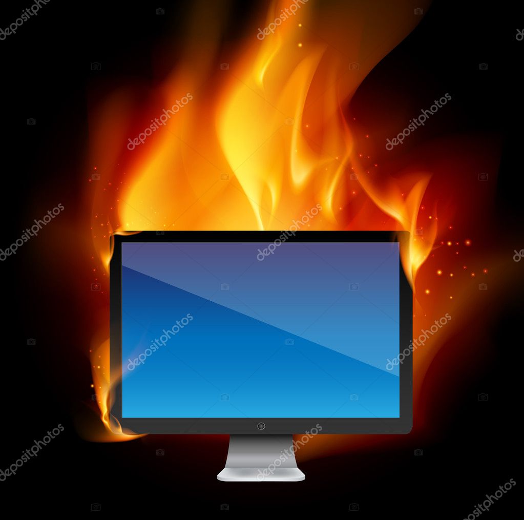 Burning PC — Stock Vector © Grounder #8429752