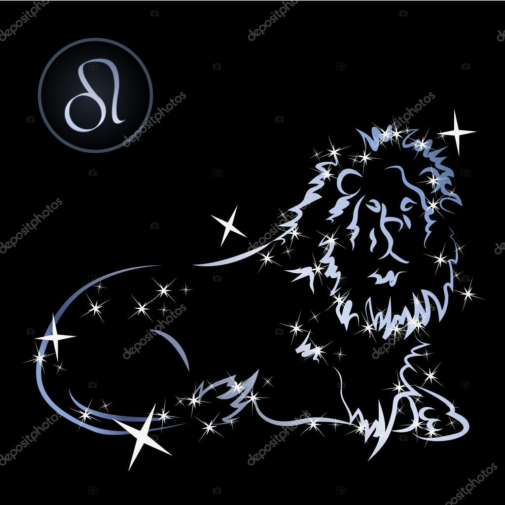 Signo Del Zodiaco Leo Hermoso Formado Por Estrellas — Archivo Imágenes