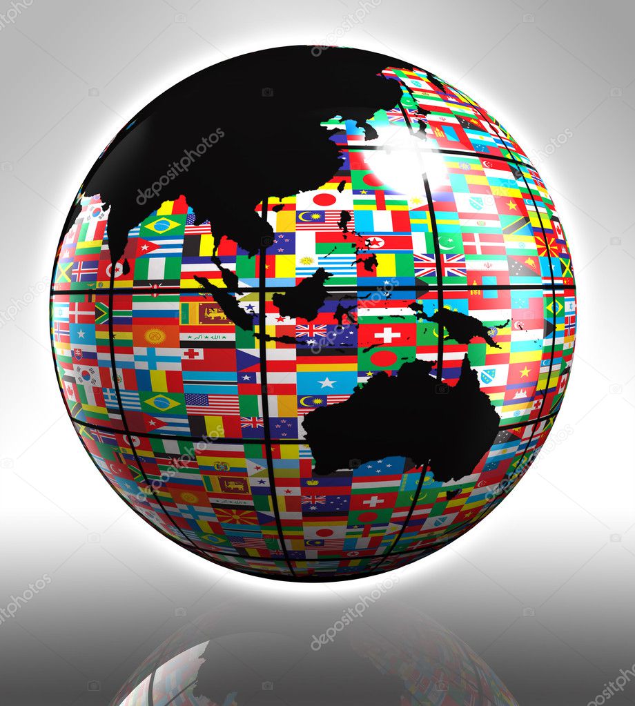 Flags globe australia and asia — Stock Photo © donscarpo #9470801
