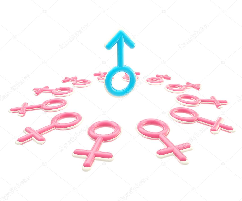 Male sign surrounded with male signs — Stock Photo © nbvf89 #8905312