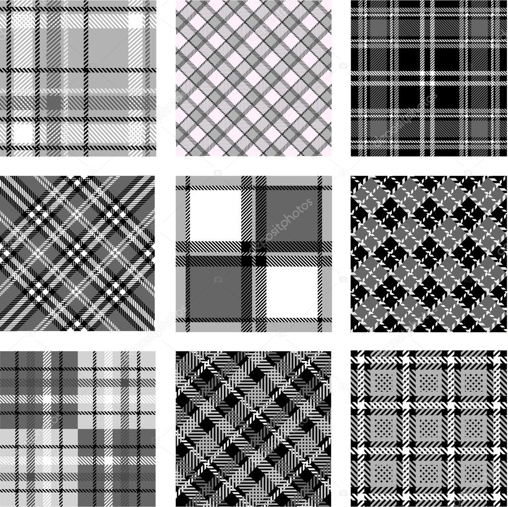 Black and white plaid patterns — Stock Vector © WitchEra #10489372