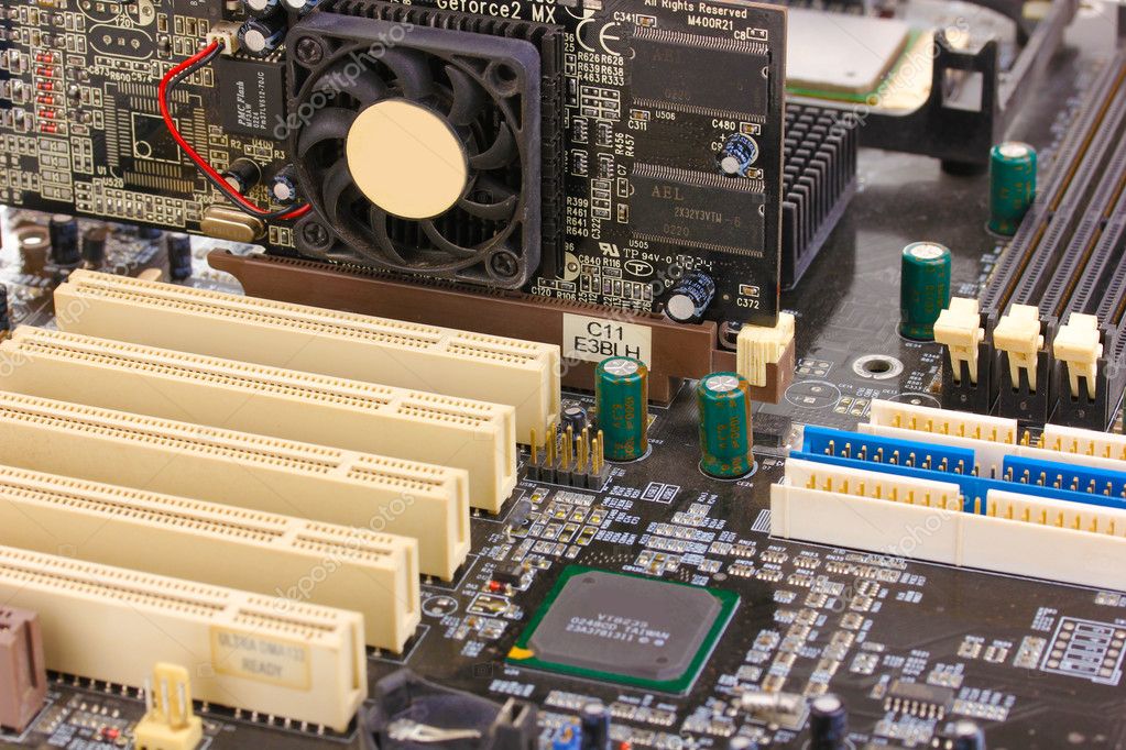 Modern electronic board. Motherboard close-up — Stock Photo ...