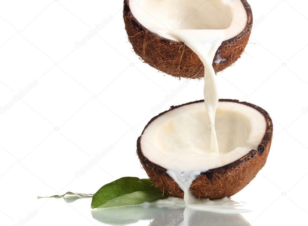 Coconut with coconut milk isolated on white Stock Photo by ©belchonock ... Coconut with coconut milk isolated on white Stock Photo by ©belchonock ...