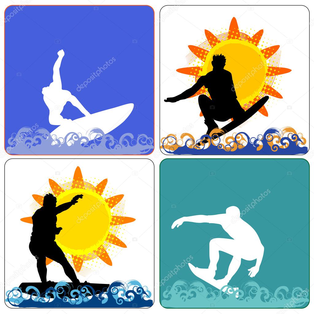 Surfing set Stock Vector Image by ©bogalo #10201781