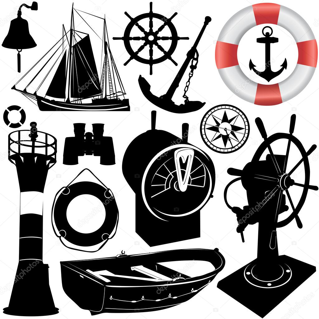 Sailing objects vector — Stock Vector © bogalo #8641275