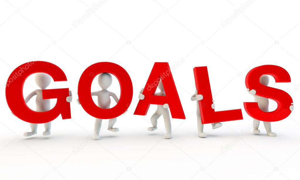 3D humans forming red goals word — Stock Photo © Pedjami #9284323