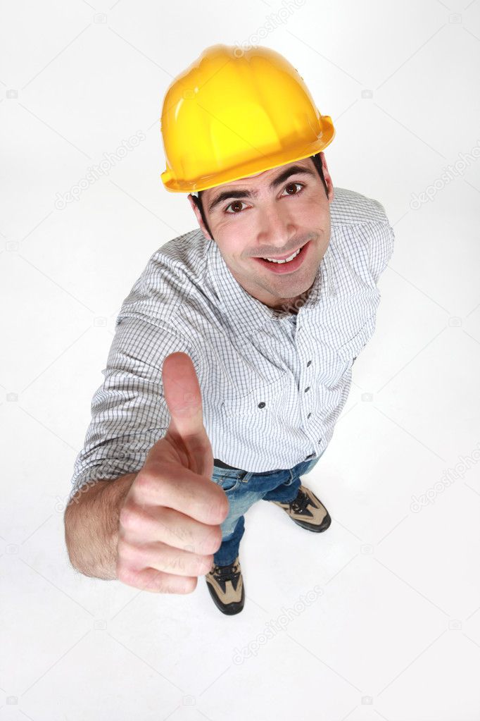 Construction worker giving thumbs-up Stock Photo by ©photography33 10001010