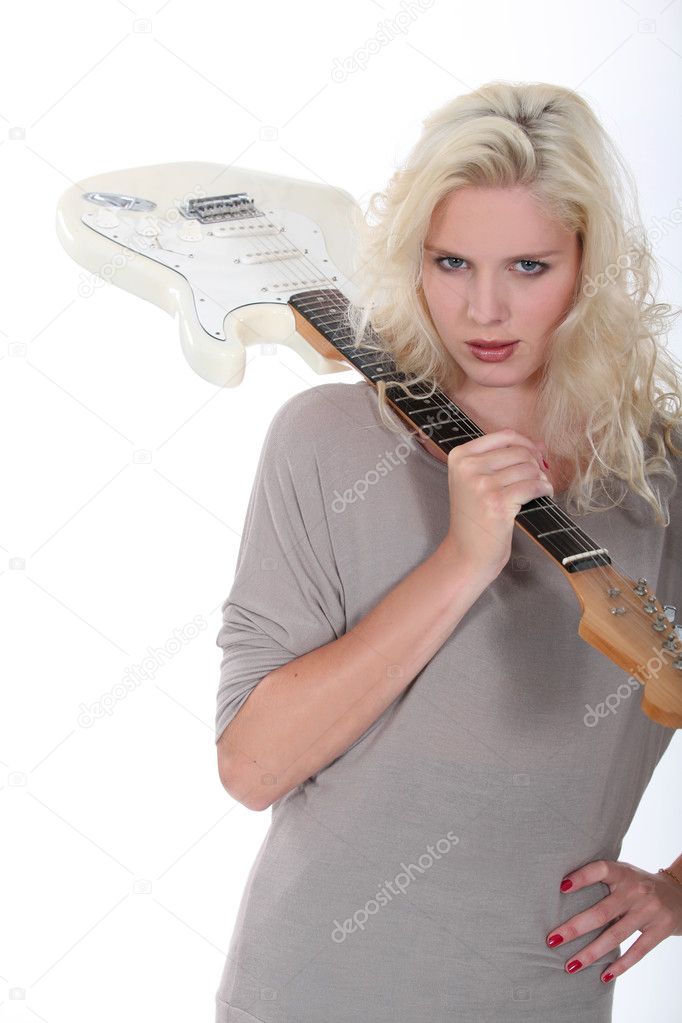 Female singer posing with electric guitar Stock Photo by ©photography33 ...