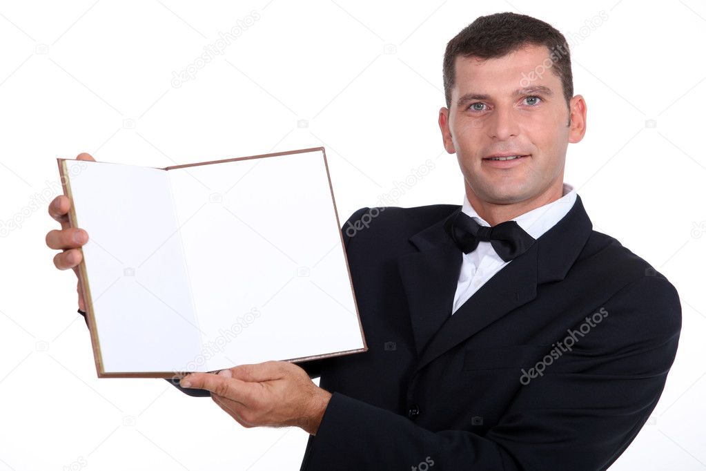 Waiter showing menu Stock Photo by ©photography33 10493254