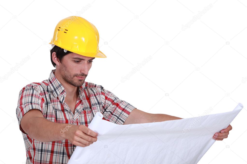 A foreman checking plans. — Stock Photo © photography33 #8475010 A foreman checking plans. — Stock Photo © photography33 #8475010