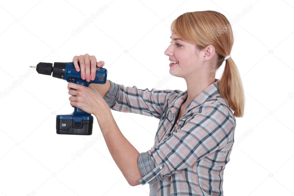 Woman using drill — Stock Photo © photography33 #8785720