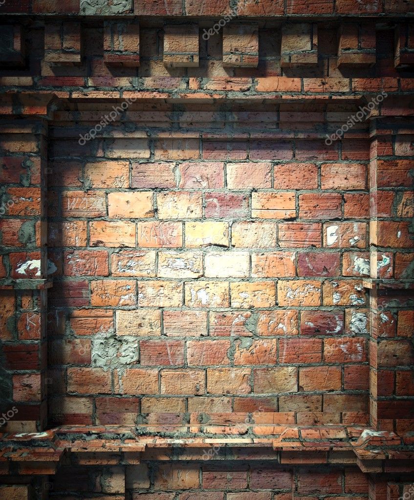 3d brick wall, antique architecture background — Stock Photo ...