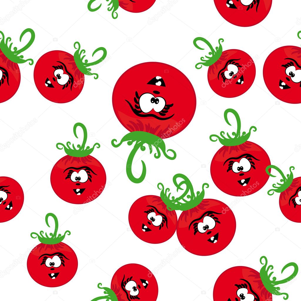 Dibujos animados sin costuras con tomate animado Vector de stock por ...