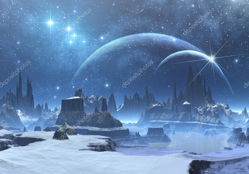 Fantasy Ice Planet — Stock Photo © diversepixel #8350605 Fantasy Ice Planet — Stock Photo © diversepixel #8350605