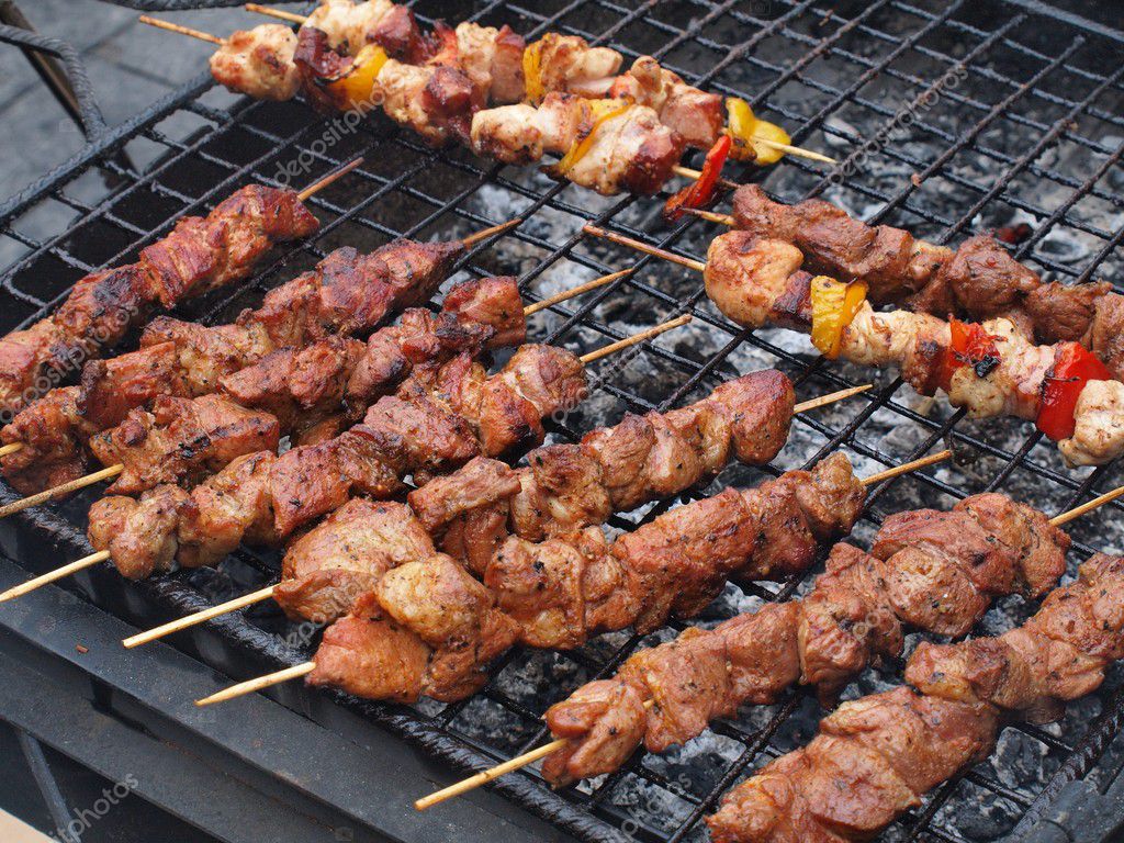 Cooking food - grilled mutton with vegetables — Stock Photo © Bokstaz ...