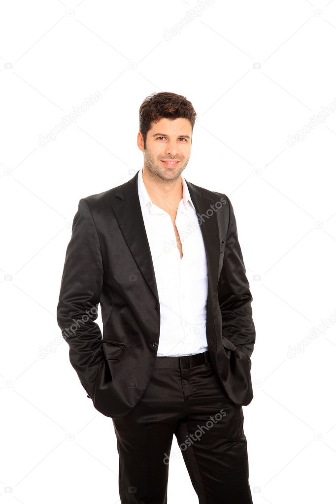 Kjekk Mann I Dress Dress Menn Urban Hvitsnipp Forretningsdress Mannlig