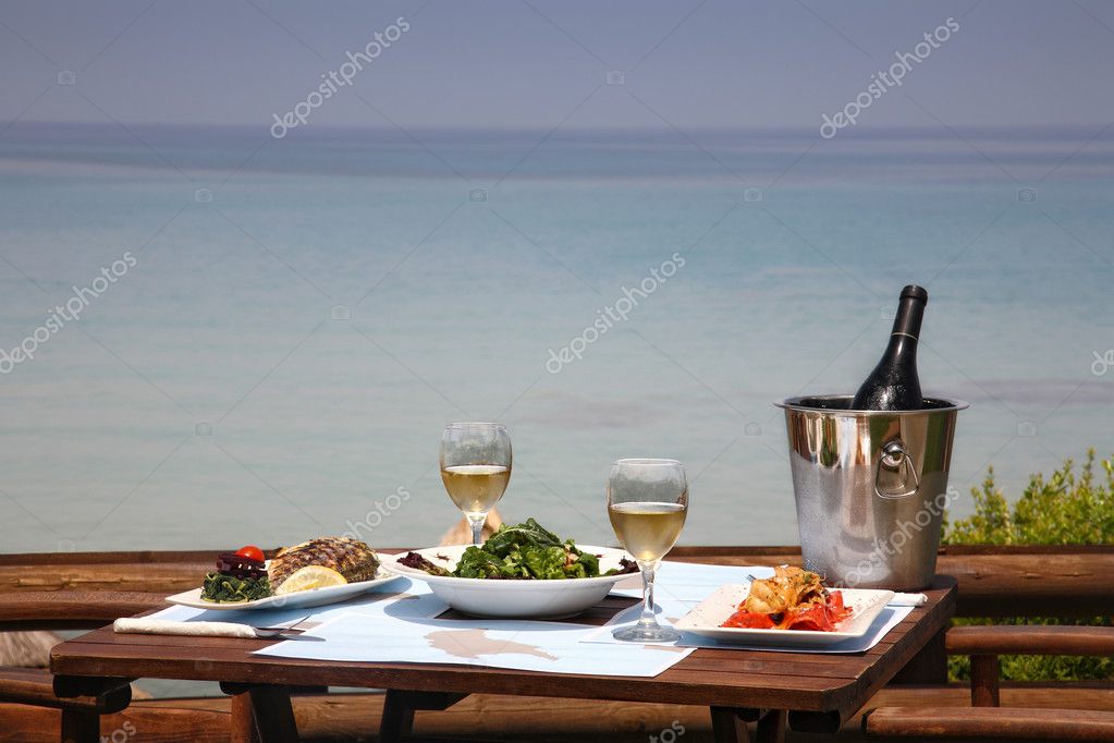Lunch table for two at restaurant — Stock Photo © smoxx #9643049