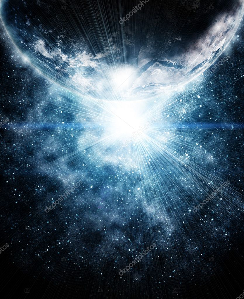 Blue earth in space with rising sun Stock Photo by ©denisovd 10727845