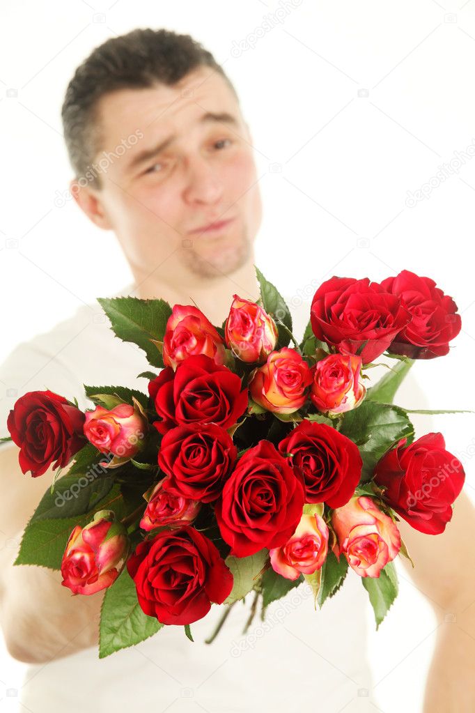 Man with roses — Stock Photo © ingridhs #8706238