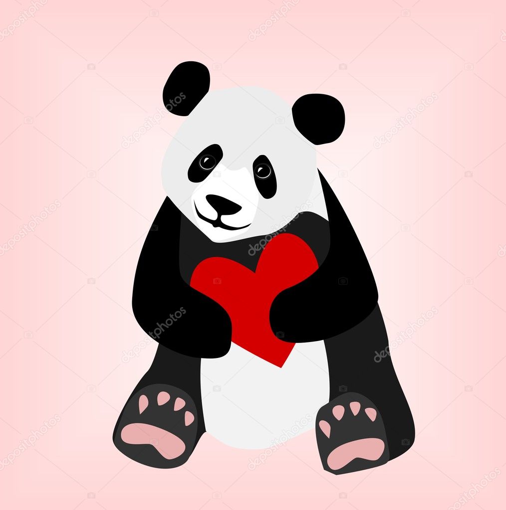 Panda with heart — Stock Vector © Barca3979 #8435753