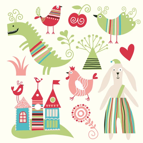 Set of kids design elements — Stock Vector © Birdhouse #7988154